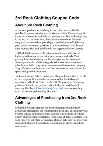 3rd Rock Clothing Coupon Code