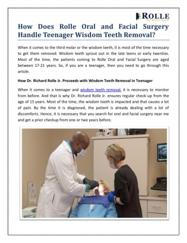 How Does Rolle Oral and Facial Surgery Handle Teenager Wisdom Teeth ...
