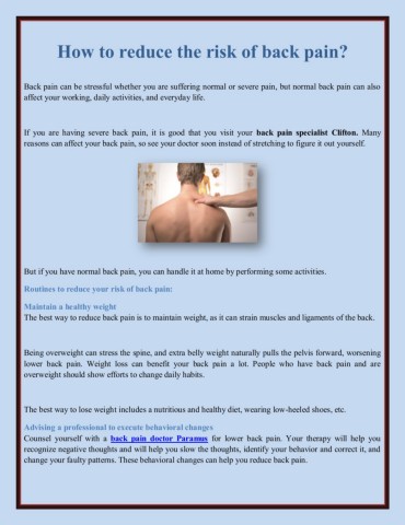 How to reduce the risk of back pain?