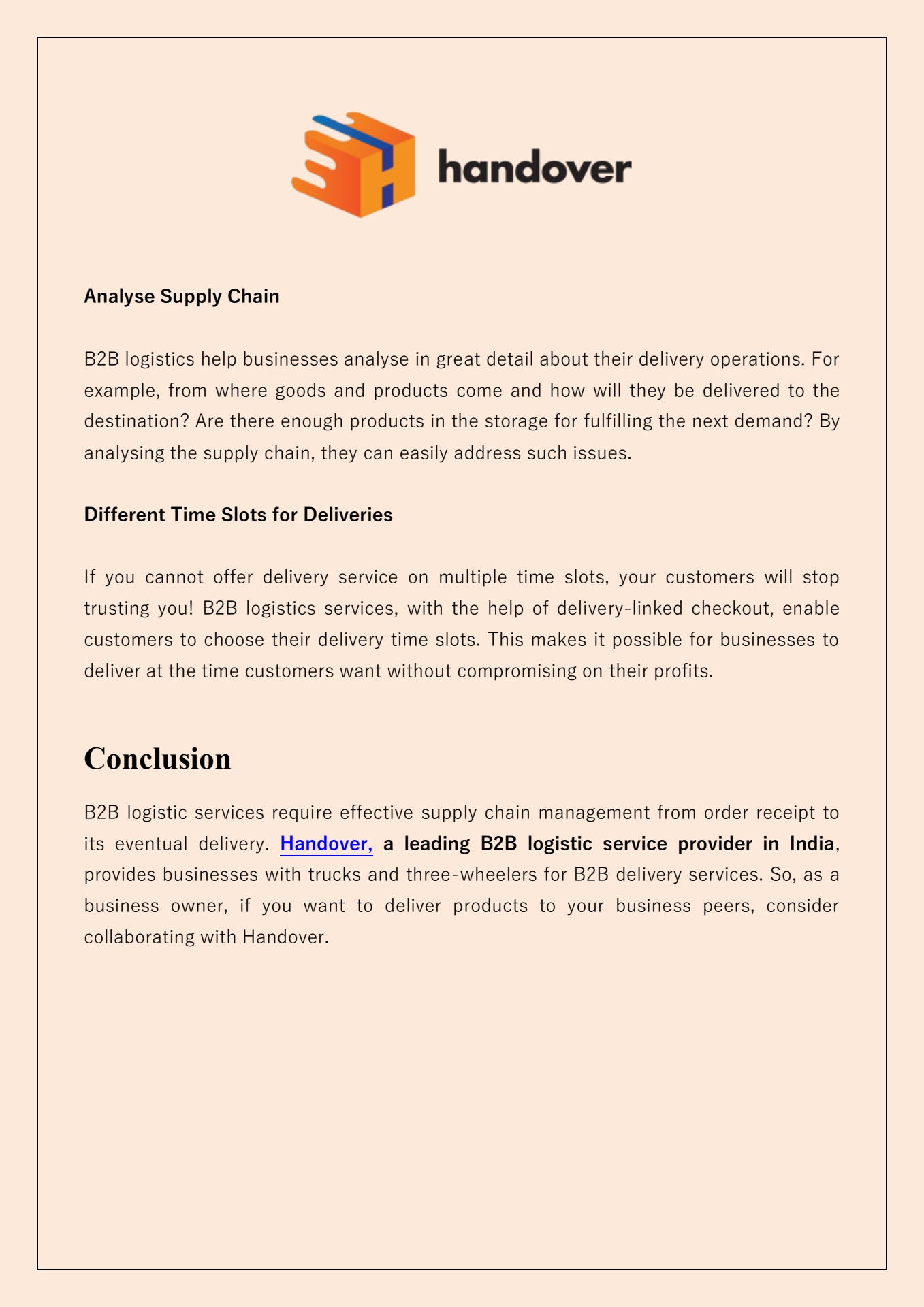 Understanding Dynamics of B2B Logistics Market - Handover - handoverds ...