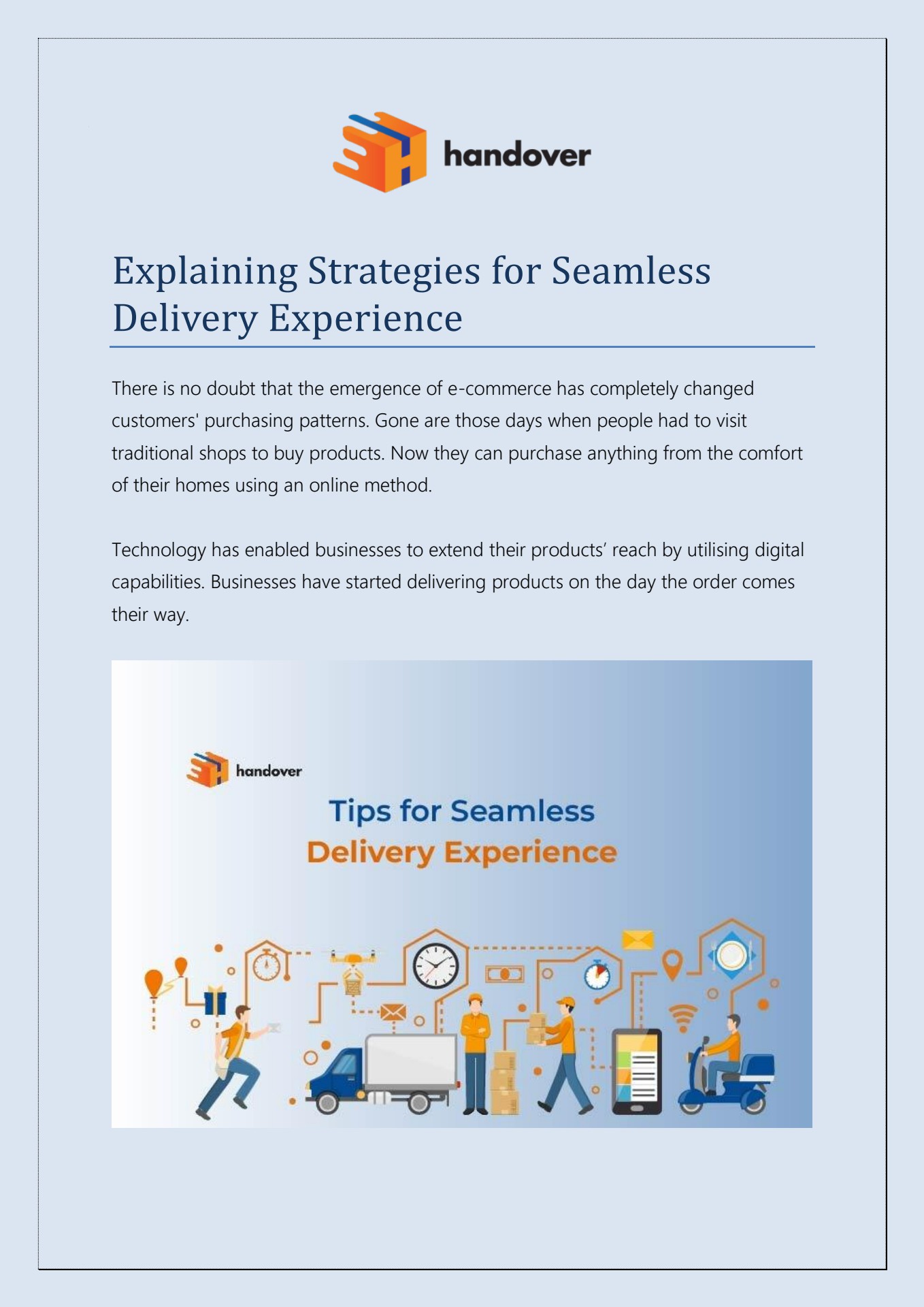 Explaining Strategies for Seamless Delivery Experience-handover ...