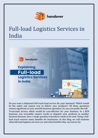 Full-load Logistics Services in India - Handover