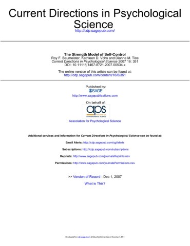 The Strength Model of Self-Control - agustinapr - Page 1 - 6 | Flip PDF ...