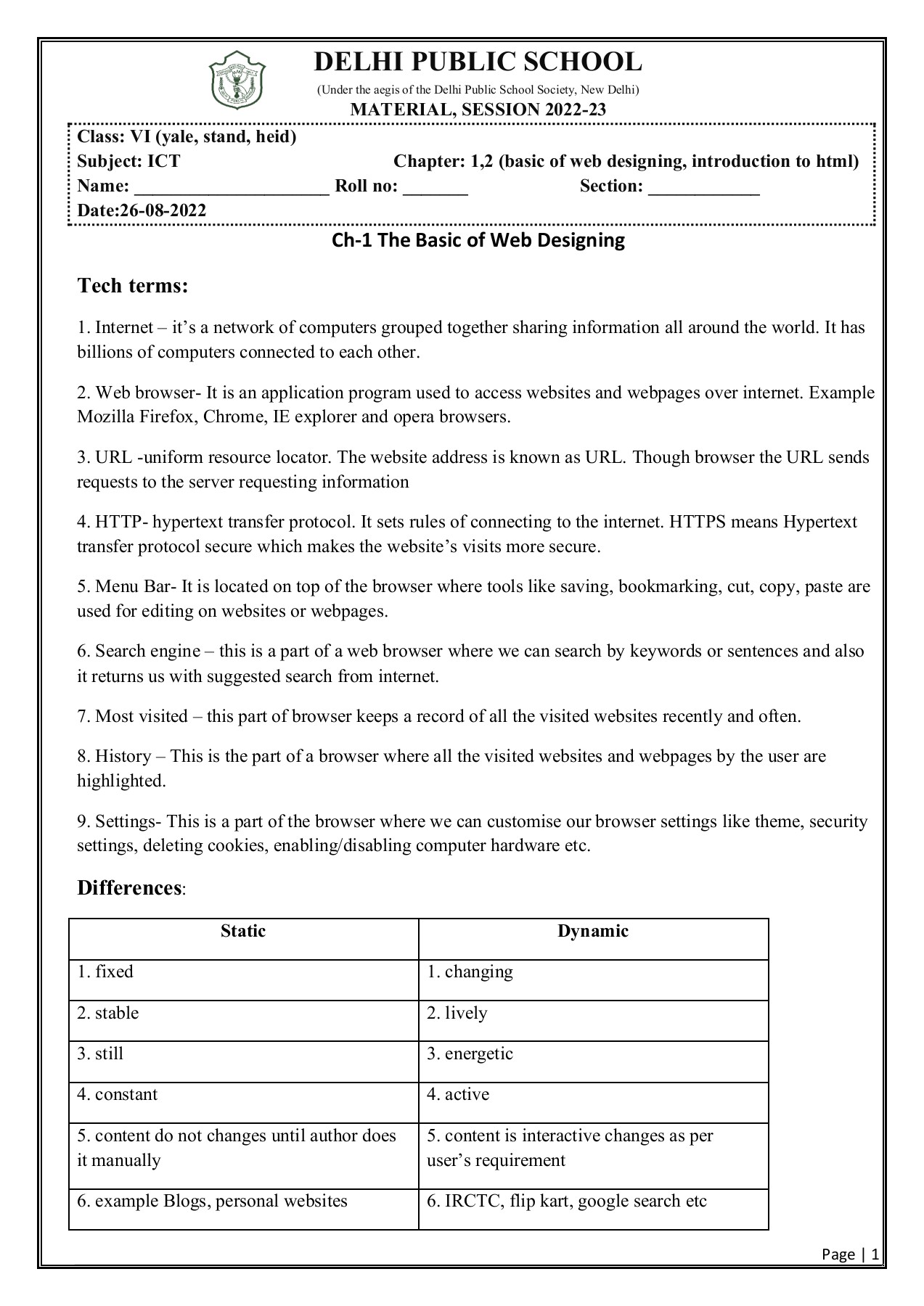ICT GRADE VI NOTES - Rahul Praharaj ICT Trainer DPS Wgl - Page 1 - 5 ...