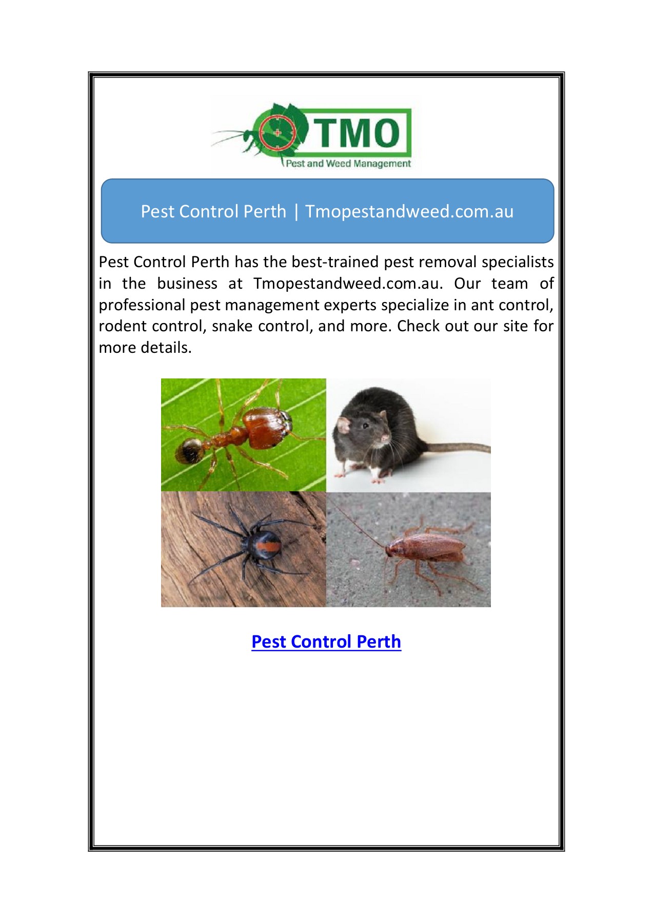 Pest Control Perth | Tmopestandweed.com.au - Tmopestand Weed - Page 1 ...