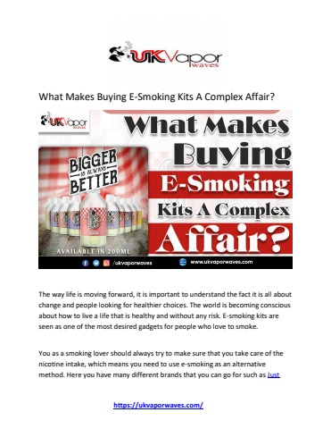 What Makes Buying E-Smoking Kits A Complex Affair