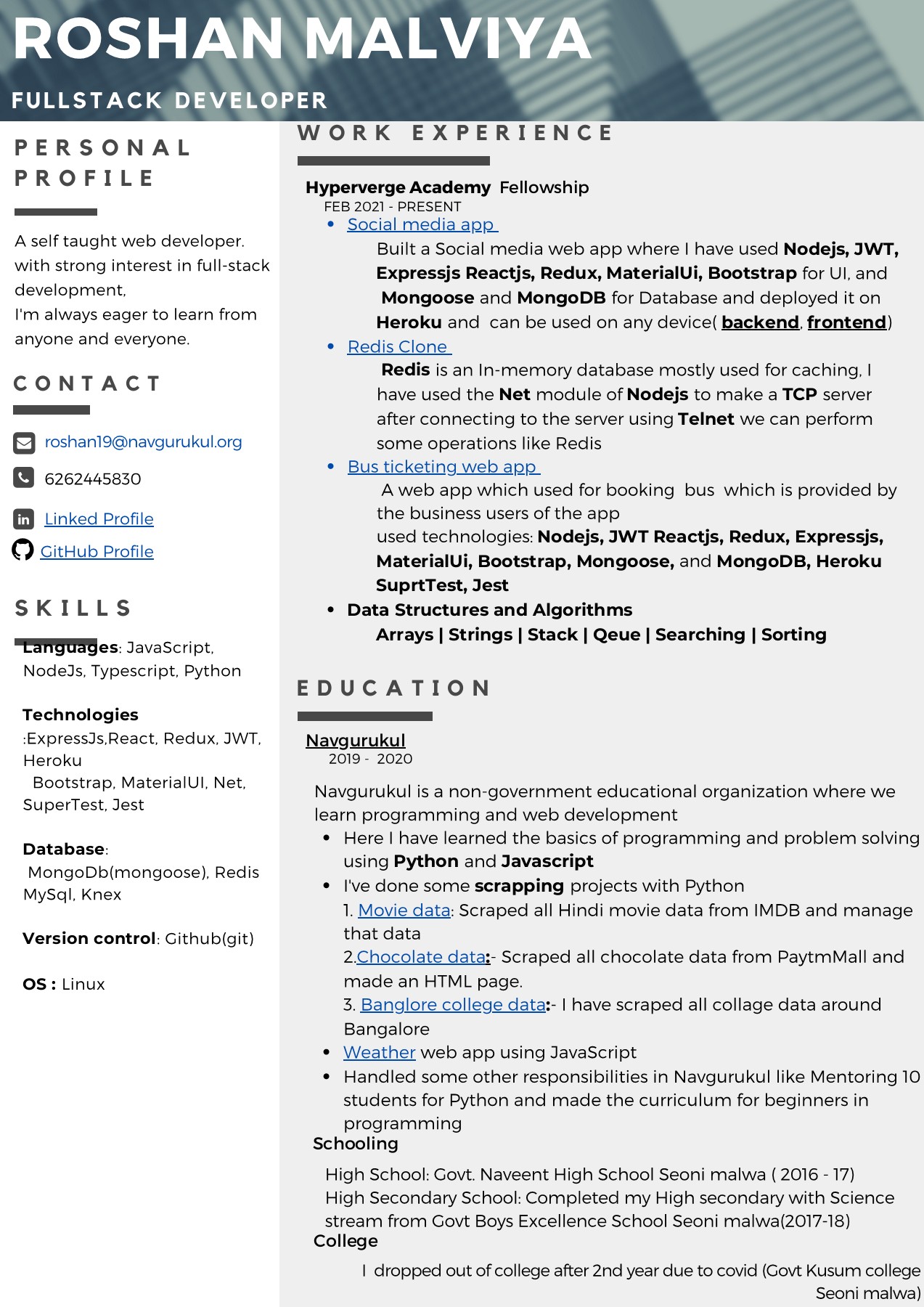 ROSHAN_RESUME - bidiya7964 - Page 1 - 1 | Flip PDF Online | PubHTML5