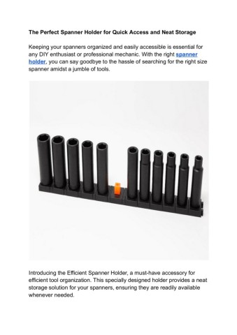 The Perfect Spanner Holder for Quick Access and Neat Storage
