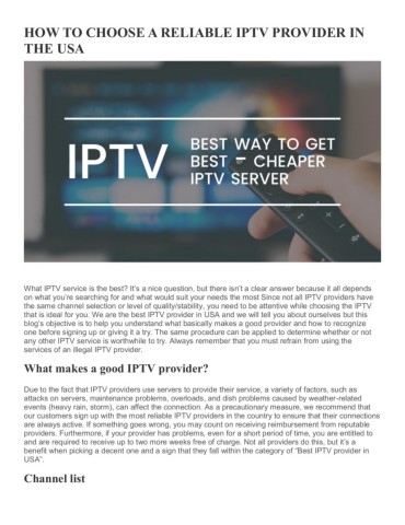 HOW TO CHOOSE A RELIABLE IPTV PROVIDER IN THE USA