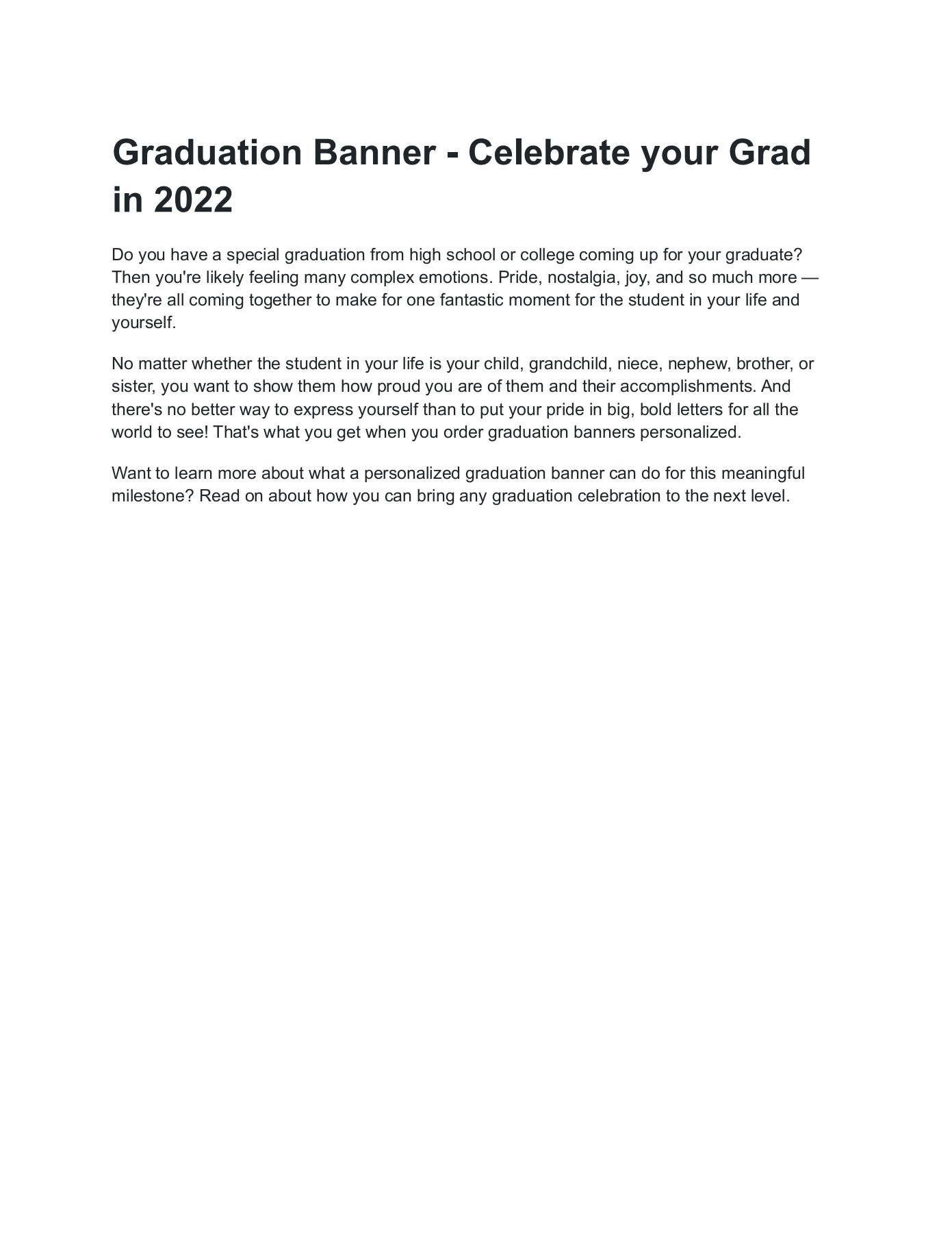 Graduation Banner - Celebrate your Grad in 2022 - homehaps1 - Page 1 ...