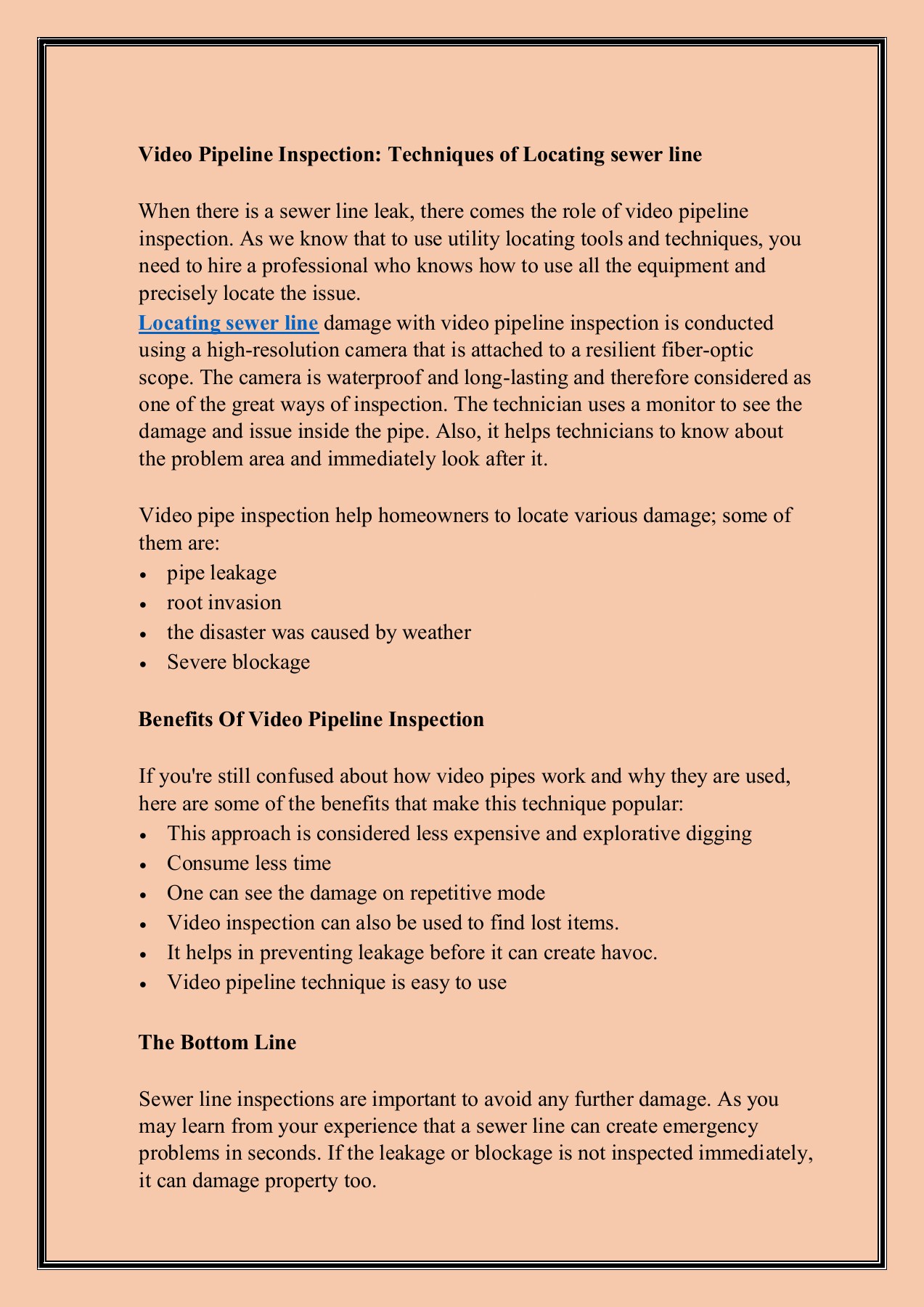 How Does Video Pipeline Inspection Work - Line Locators Inc. - Page 2 ...