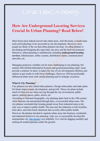 How Are Underground Locating Services Crucial In Urban Planning - Line ...