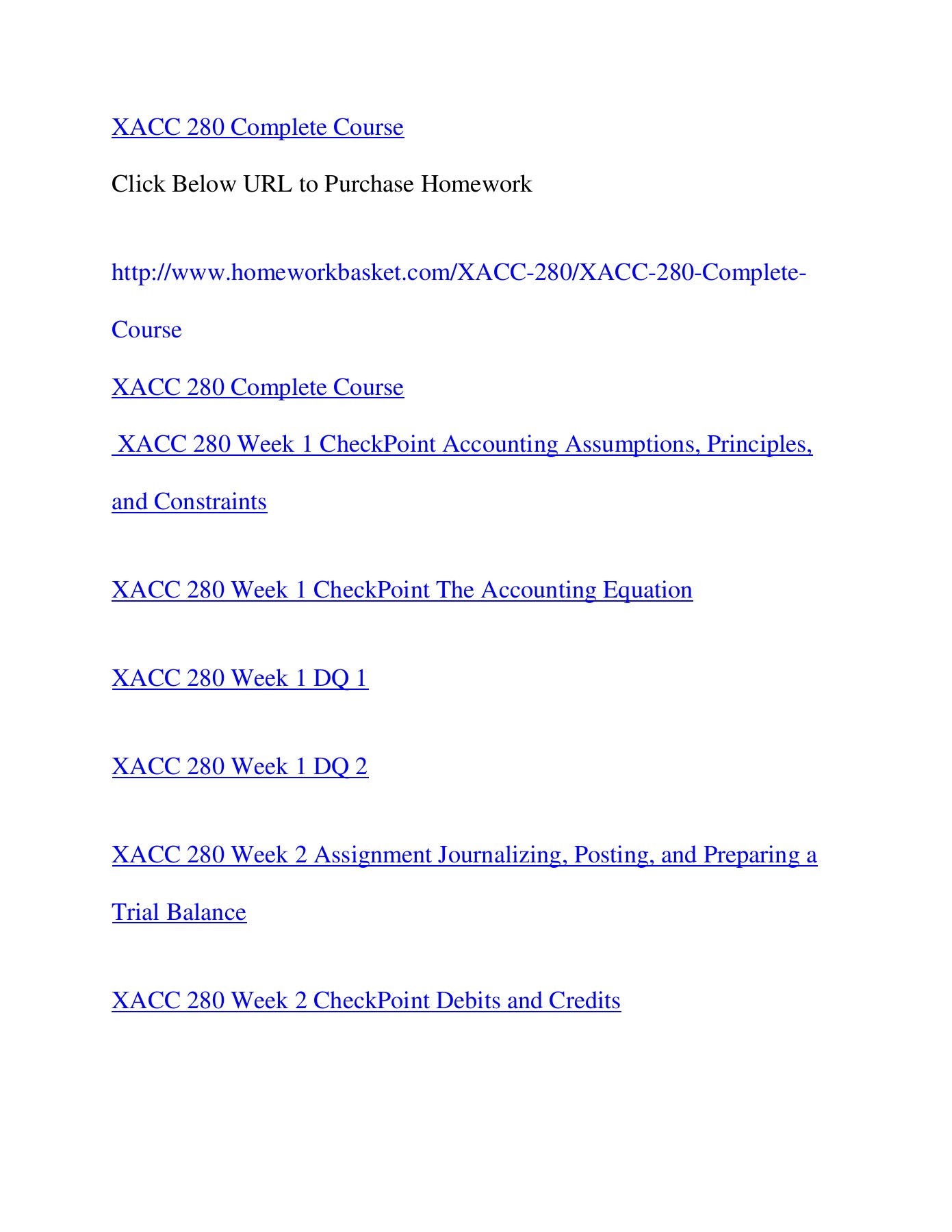 XACC 280 Complete Course - robertbt304 - Page 1 - 4 | Flip PDF Online | PubHTML5