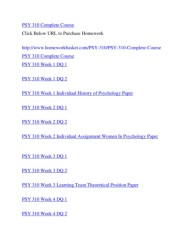 PSY 310 Complete Course - robertbt304 - Page 1 - 2 | Flip PDF Online | PubHTML5