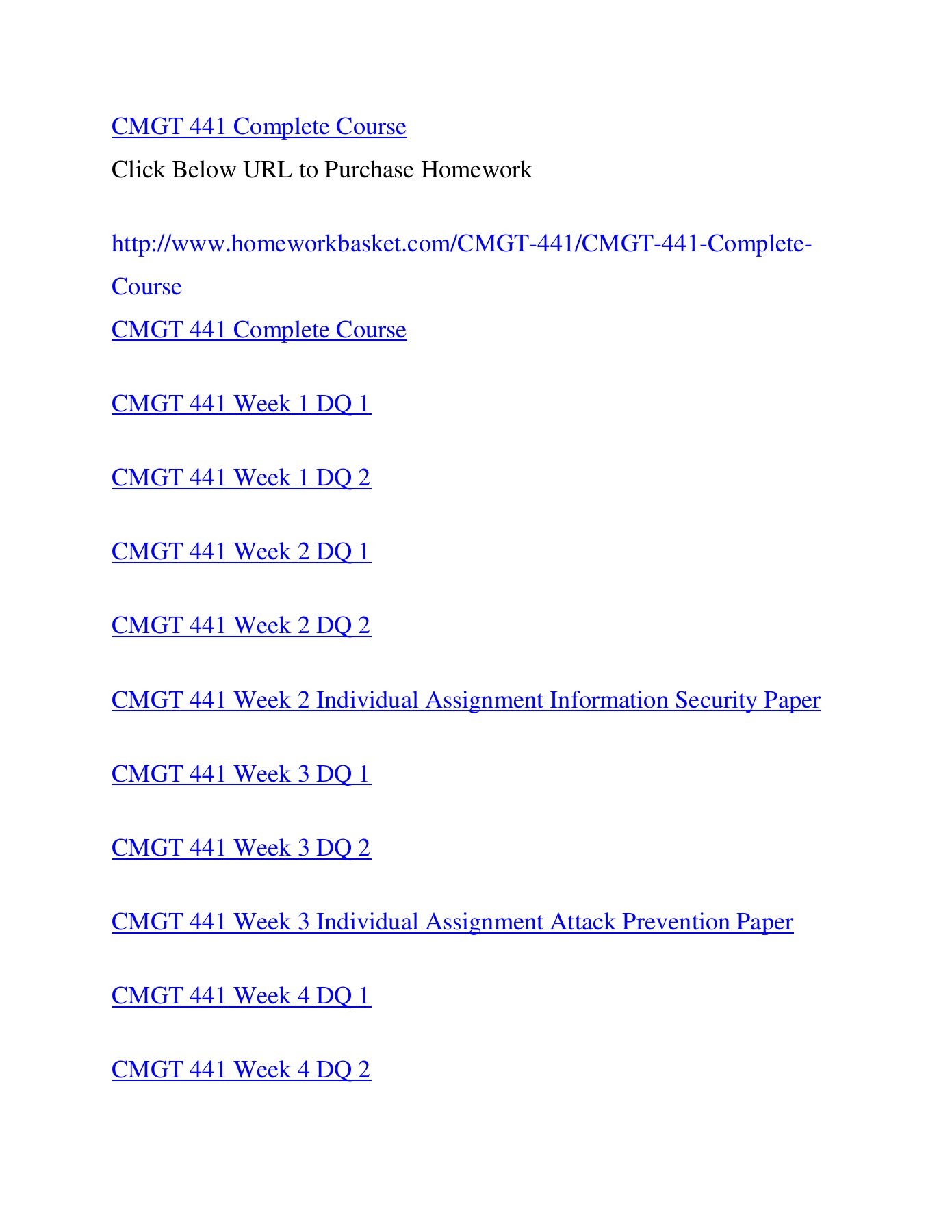 CMGT 441 Complete Course - robertbt304 - Page 1 - 2 | Flip PDF Online | PubHTML5