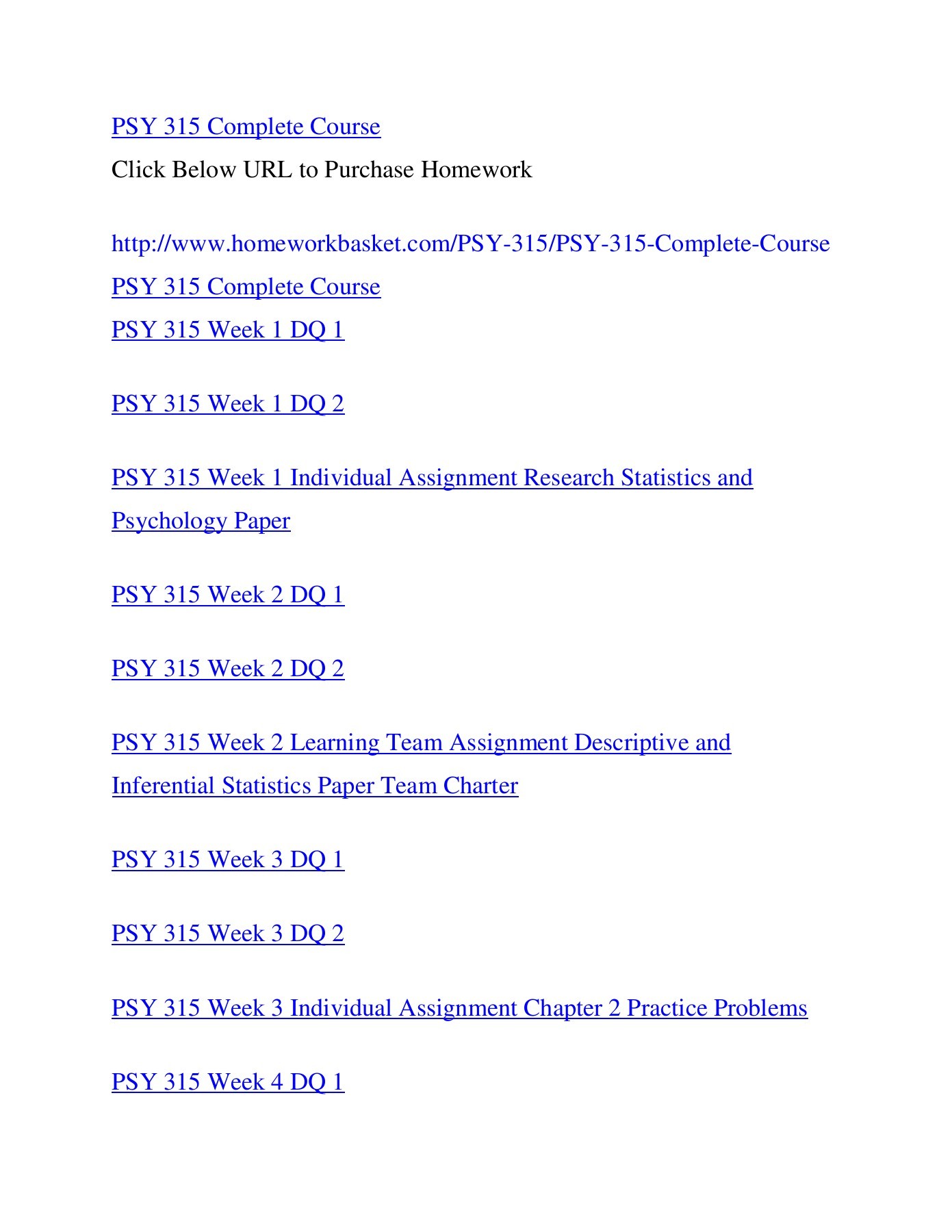 PSY 315 Complete Course - robertbt304 - Page 1 - 2 | Flip PDF Online ...