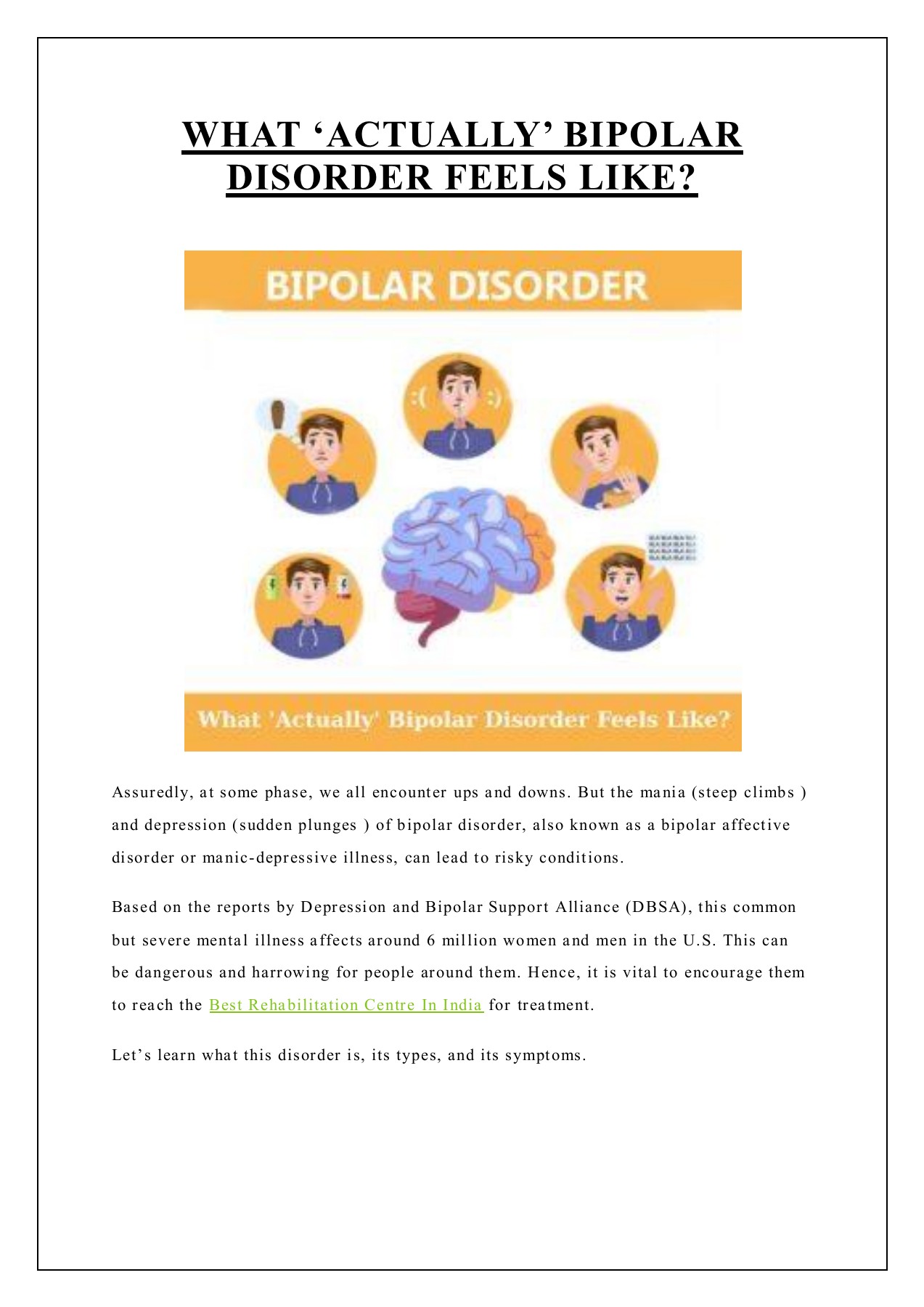 WHAT ‘ACTUALLY’ BIPOLAR DISORDER FEELS LIKE - Ankur Rehab - Page 1 - 3 ...