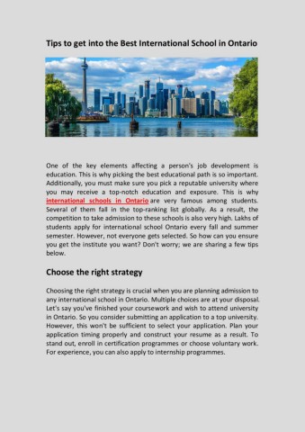 Tips to get into the Best International School in Ontario
