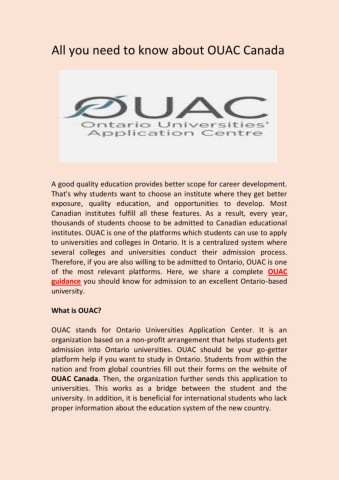 All you need to know about OUAC Canada