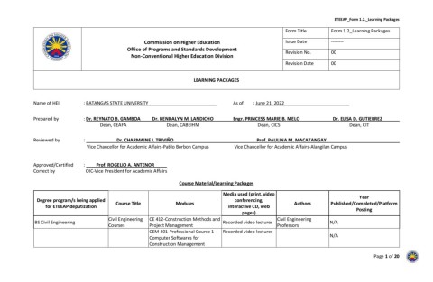 ETEEAP Form 1.2_Learning Packages - Charlyn Velasquez - Page 1 - 20 ...