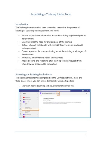 Submitting a Training Intake Form - rmackenzie - Page 1 | Flip PDF ...