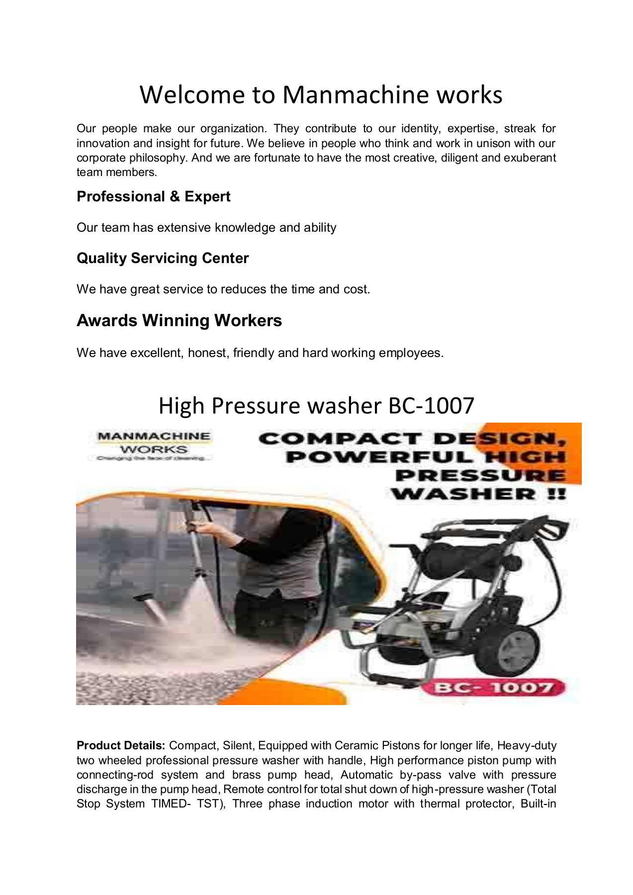 High Pressure washer - Manmachine Works - Page 1 - 2 | Flip PDF Online ...