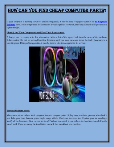 How Can You Find Cheap Computer Parts - worldwidepcau - Page 1 - 3 ...