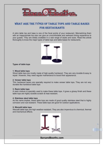 What Are the Types of Table Tops and Table Bases for Restaurants