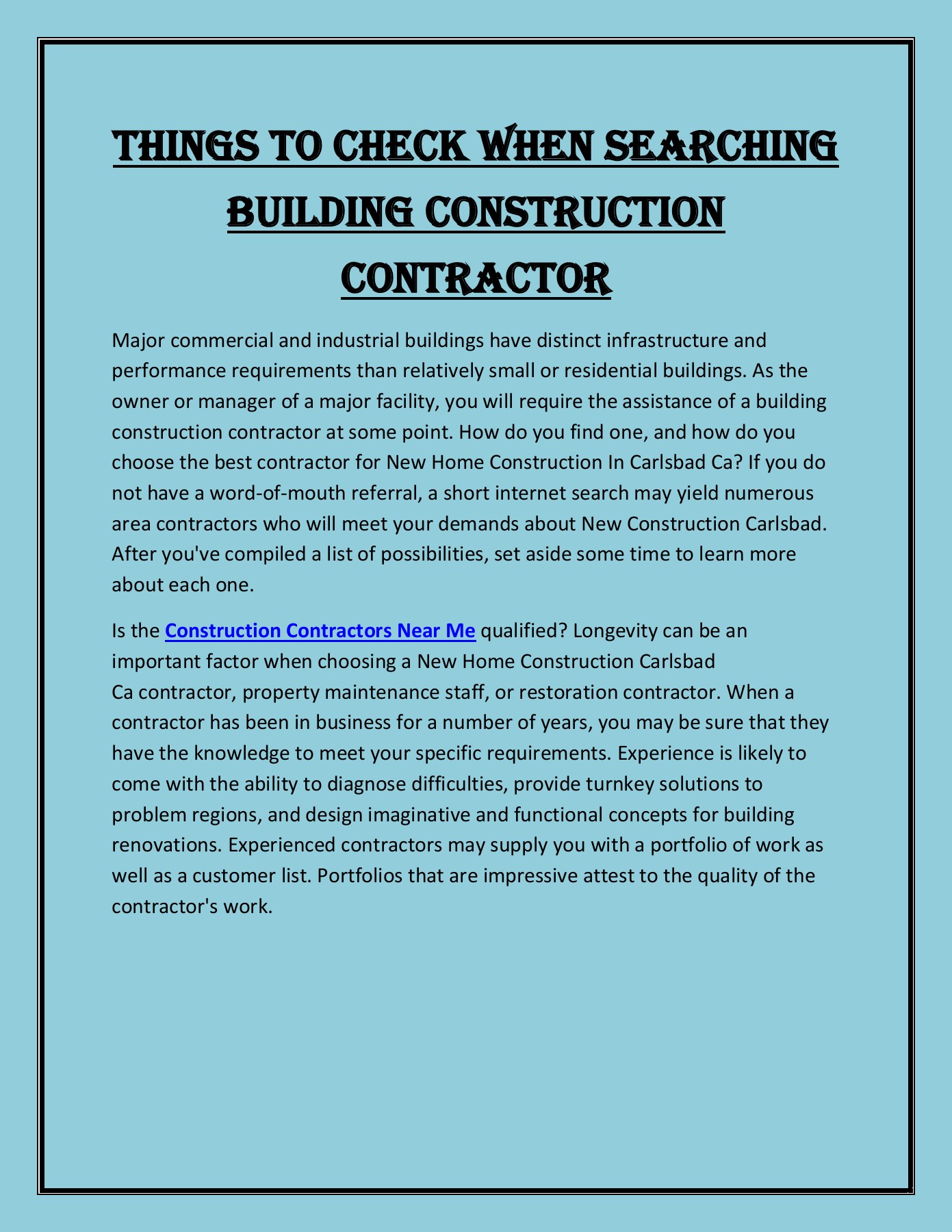 Things To Check When Searching Building Construction Contractor - Sf ...