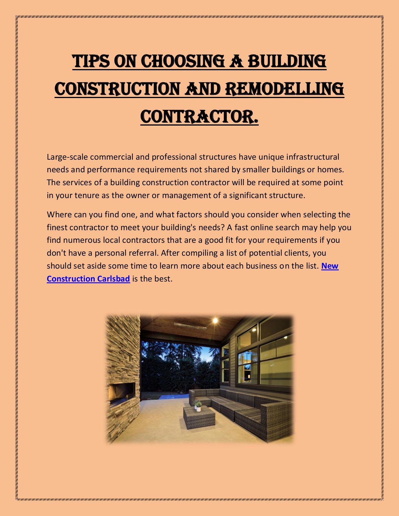 Tips on choosing a building construction and remodelling contractor ...