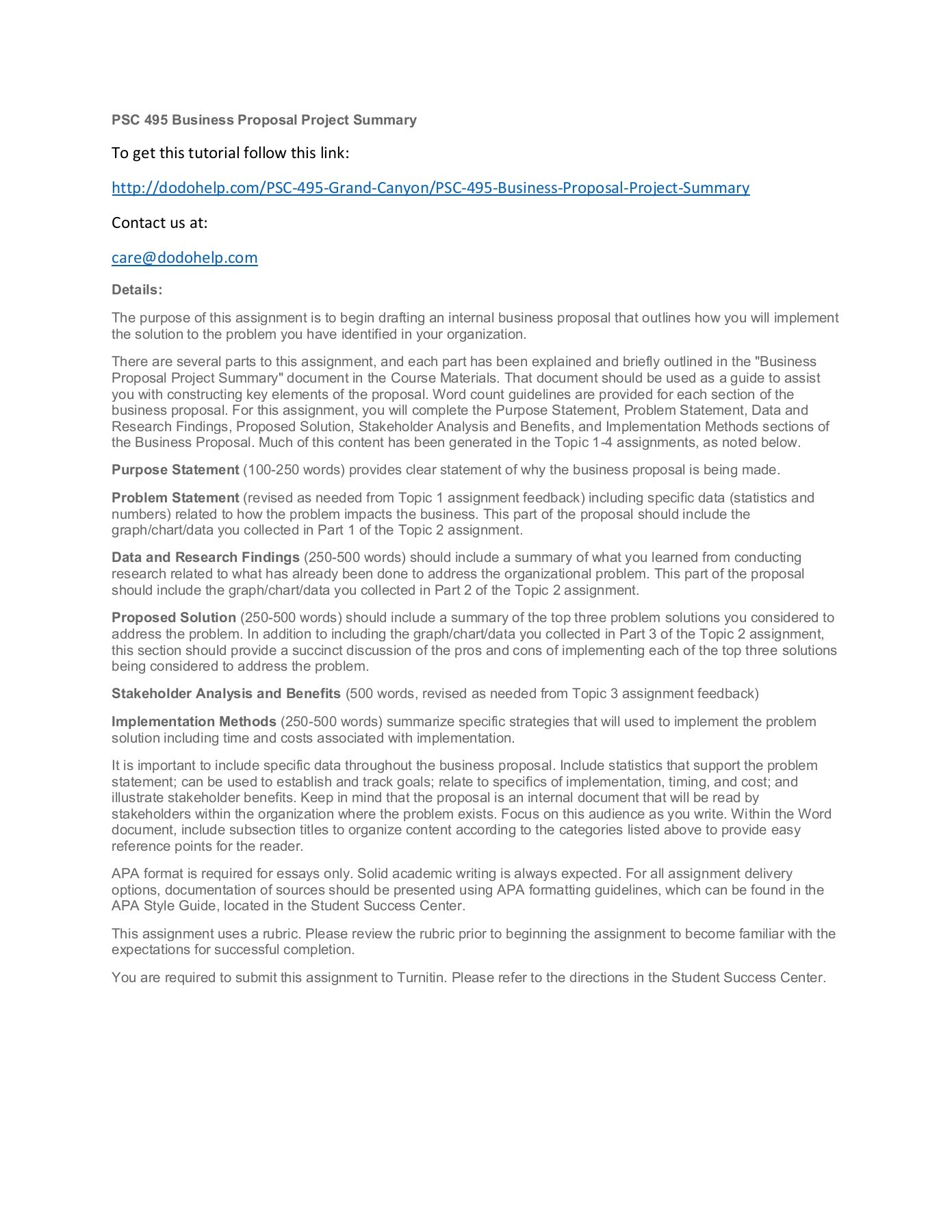 PSC 495 Business Proposal Project Summary - helpme.dodo - Page 1 - 1 | Flip PDF Online | PubHTML5