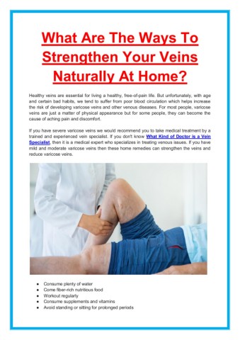 What Are The Ways To Strengthen Your Veins Naturally At Home