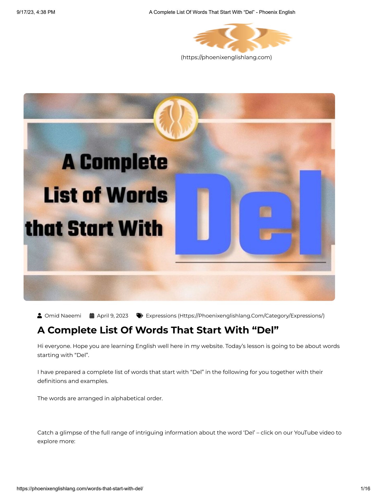 A Complete List Of Words That Start With “Del” - Phoenix English ...