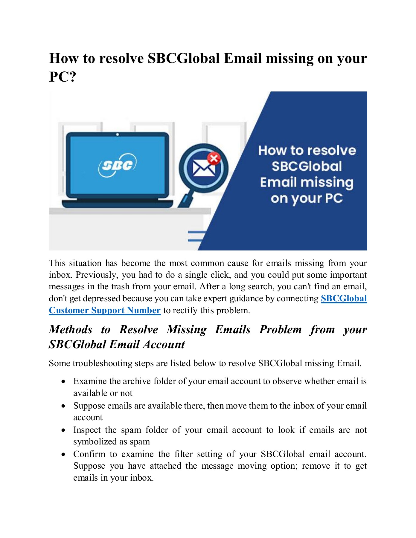 How to resolve SBCGlobal Email missing on your PC - sbcglobalhelpline ...