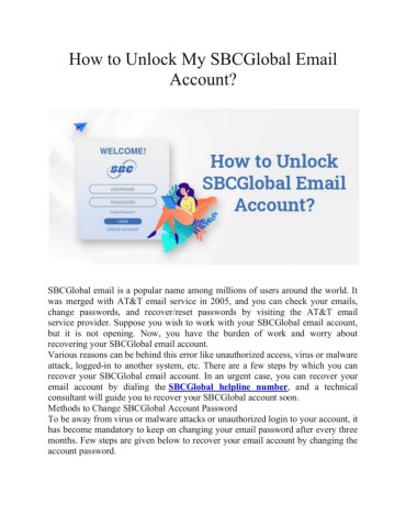 Unlock My SBCGlobal Email Account - sbcglobalhelpline - Page 1 - 3 ...