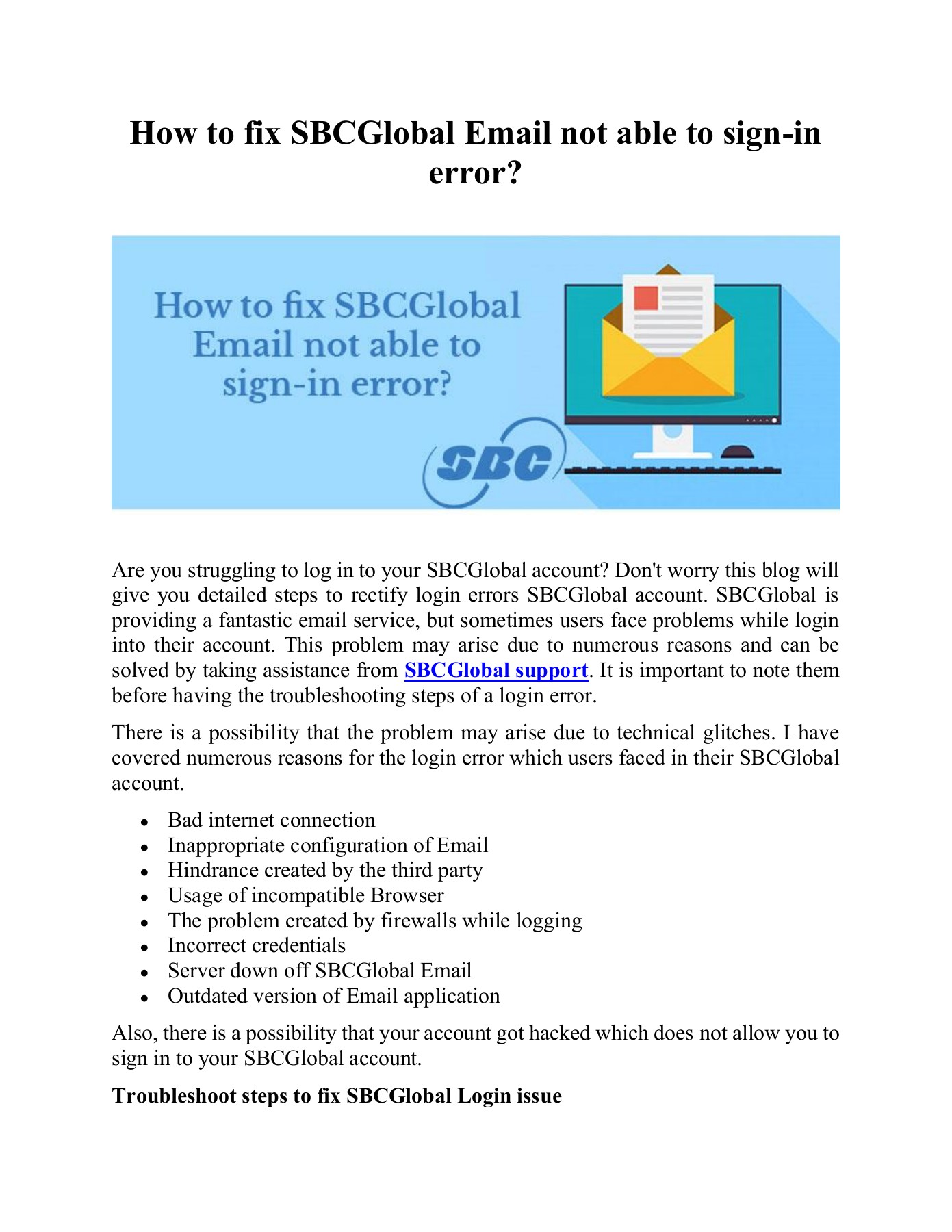 SBCGlobal Email not able to sign in - sbcglobalhelpline - Page 1 - 2 ...
