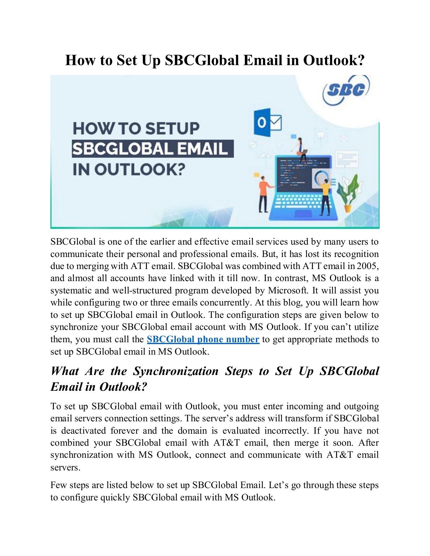 How to Set Up SBCGlobal Email in Outlook - sbcglobalhelpline - Page 1 ...