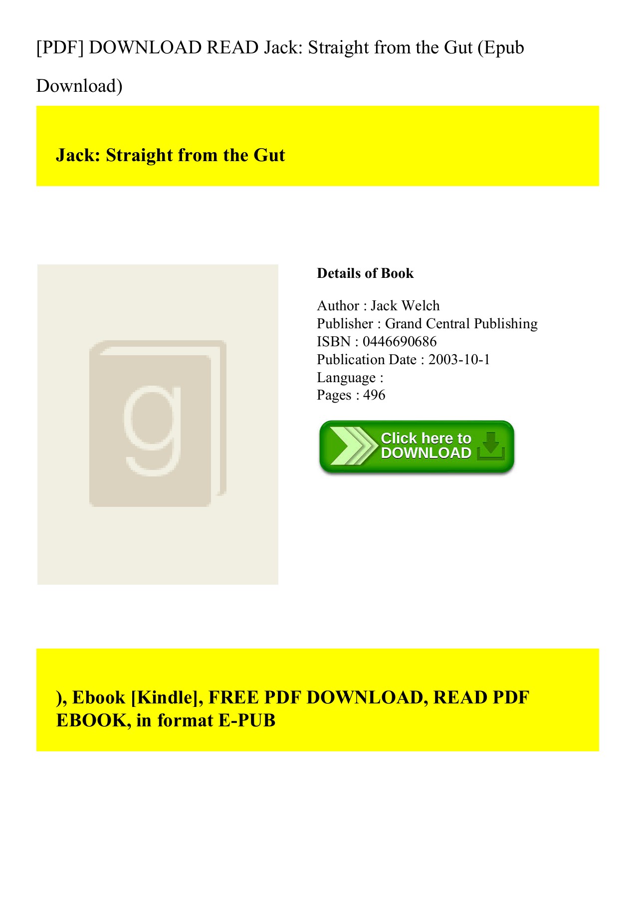 [PDF] DOWNLOAD READ Jack Straight from the Gut (Epub Download ...