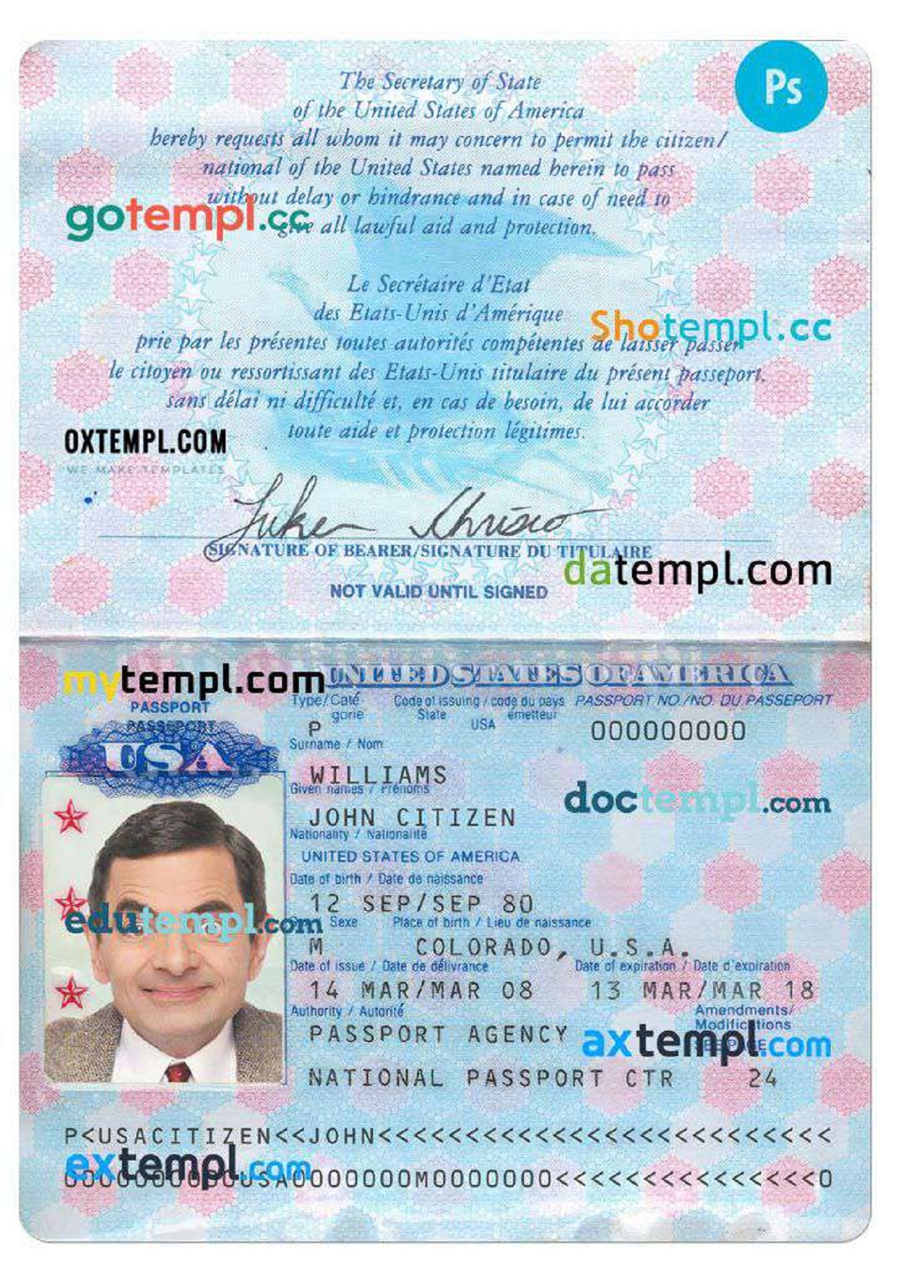 USA passport version 2 template - oxtempltravelvisa - Page 1 - 1 | Flip ...