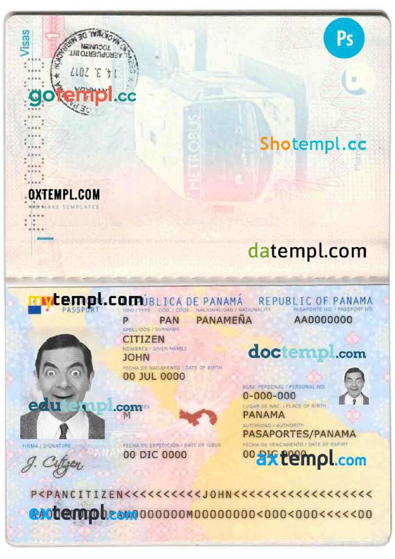 Panama passport template in PSD format - oxtempltravelvisa - Page 1 - 1 ...