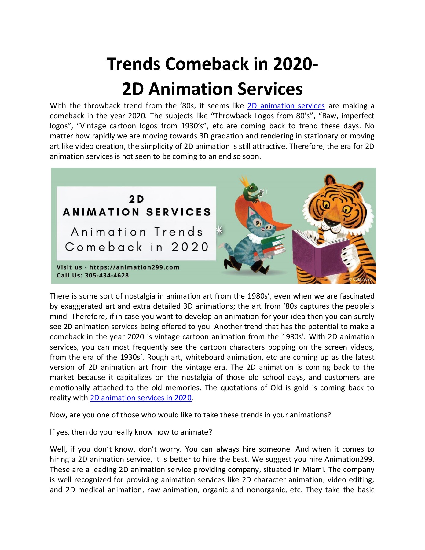 Trends Comeback in 2020 - 2D Animation Services - Catriona Collins ...