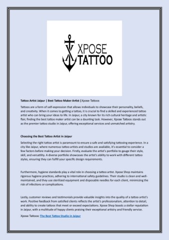 Tattoo in Jaipur| Best Tattoo Maker Artist | Xpose Shop