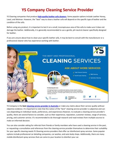 YS Company Cleaning Service Provider