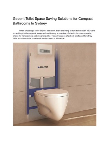 Geberit Toilet Space Saving Solutions for Compact Bathrooms