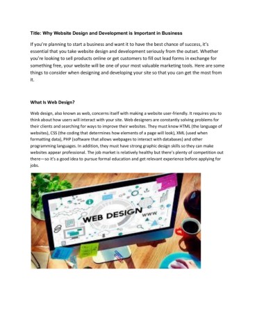 Why Website Design and Development is Important in Business - BettyR ...