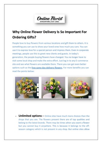 Why Online Flower Delivery Is So Important For Ordering Gifts
