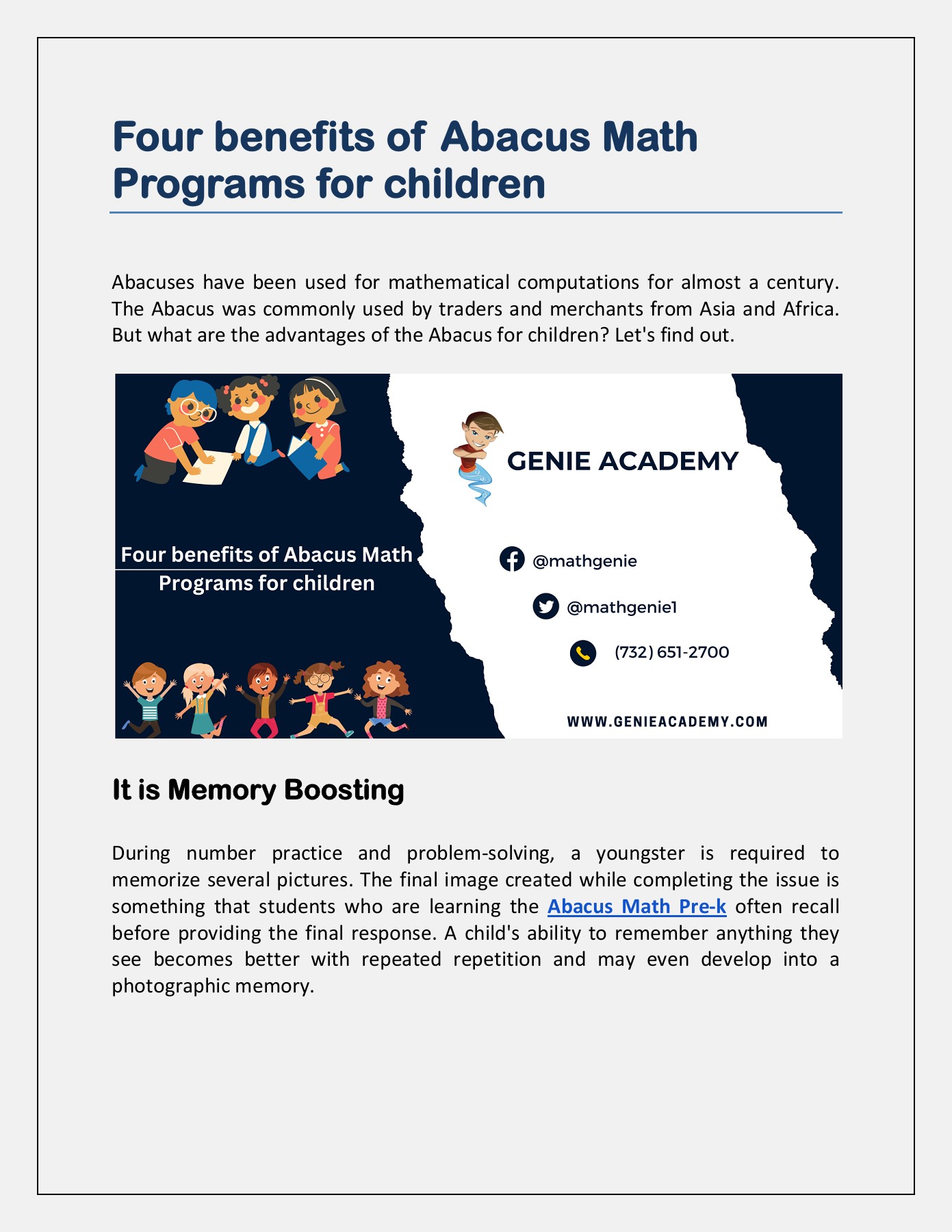 Four Benefits of Abacus Math Programs for Children - Genie Academy ...