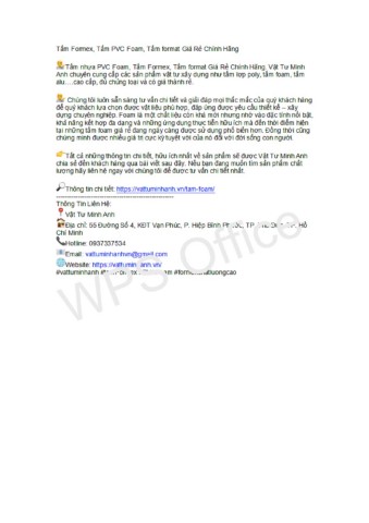 Tấm Formex, Tấm PVC Foam, Tấm format Giá Rẻ Chính Hãng