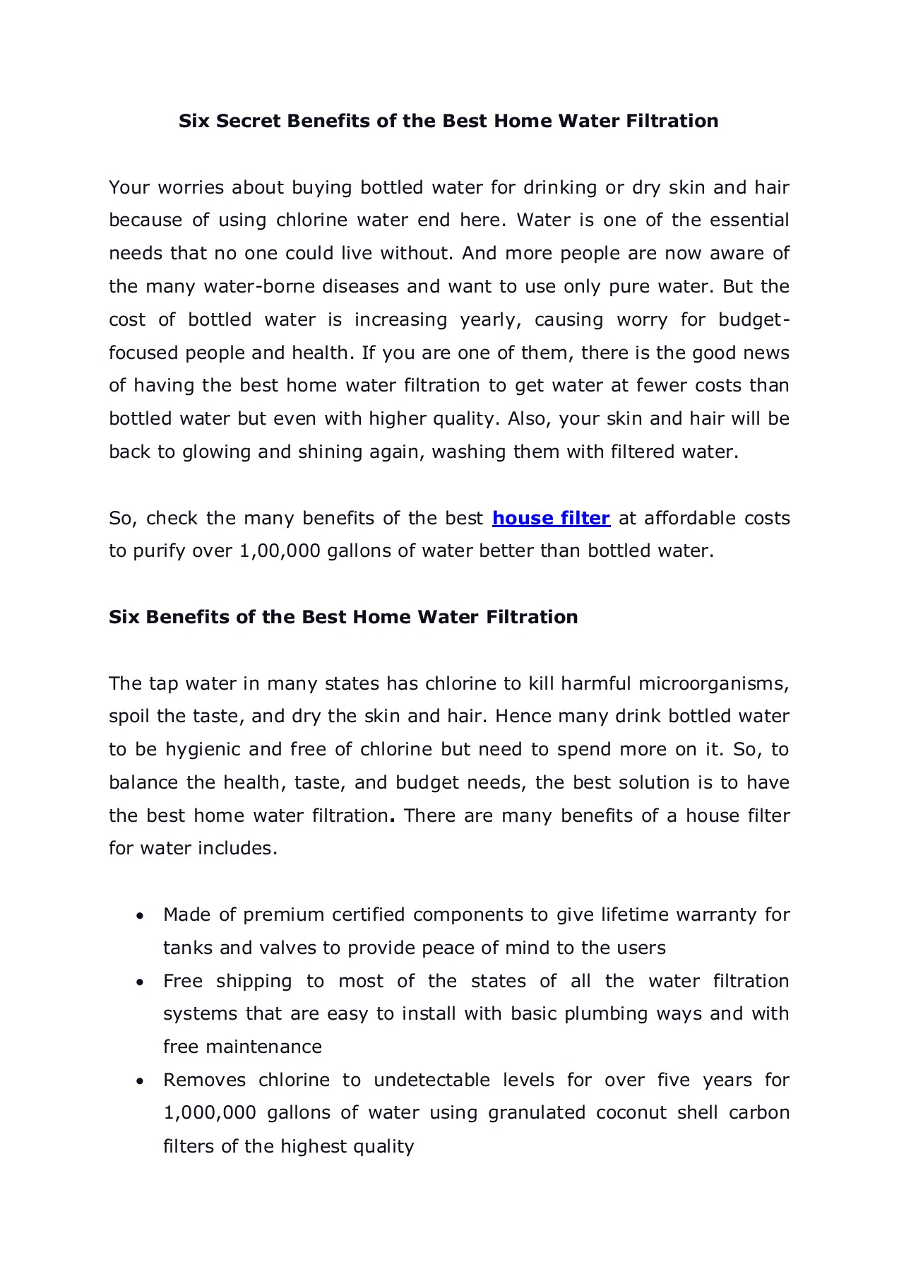 Six Secret Benefits of the Best Home Water Filtration - filtersmart.seo ...