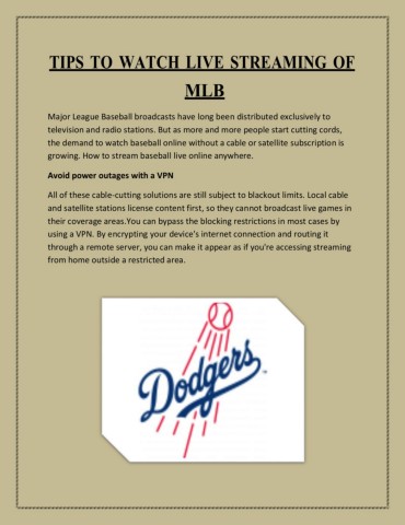 Tips to watch live streaming of MLB